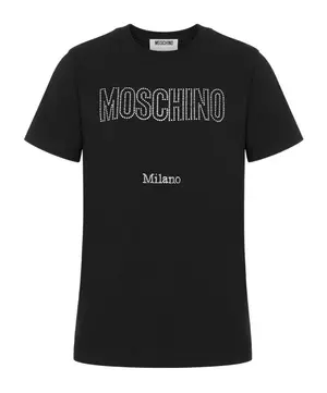 Moschino Embellished Cotton T-shirt - Black
