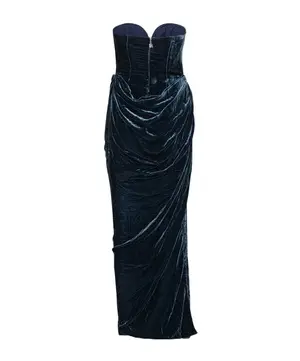 ROTATE BY BIRGER CHRISTENSEN Velvet Sweetheart Slit Maxi Dress