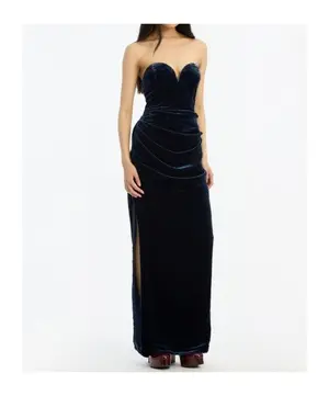 ROTATE BY BIRGER CHRISTENSEN Velvet Sweetheart Slit Maxi Dress