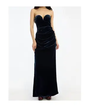 ROTATE BY BIRGER CHRISTENSEN Velvet Sweetheart Slit Maxi Dress