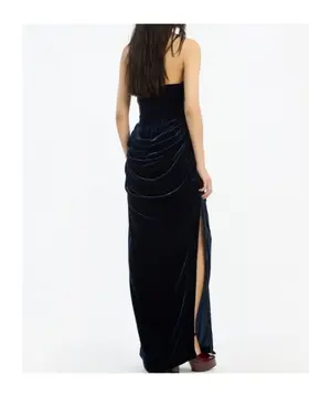ROTATE BY BIRGER CHRISTENSEN Velvet Sweetheart Slit Maxi Dress