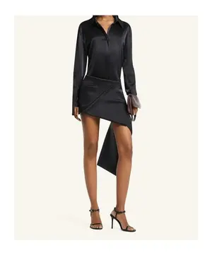 COURREGES Satin Shirt With Lapel Collar