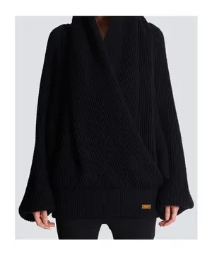 Balmain Oversized Knit Hoodie With Shawl Collar