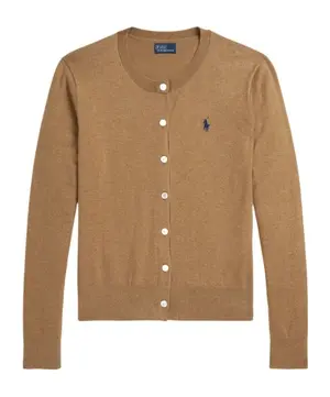 Polo Ralph Lauren Embroidered Crewneck Cardigan - Brown
