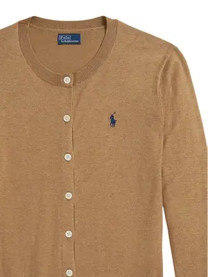 Polo Ralph Lauren Embroidered Crewneck Cardigan - Brown