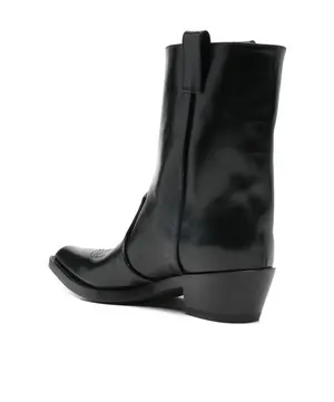 Khaite Pointed Toe Square Heel Embroidered Patchwork Boots