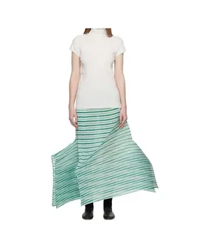 Issey Miyake Striped Midi Skirt