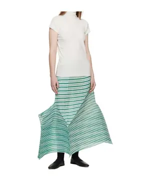 Issey Miyake Striped Midi Skirt