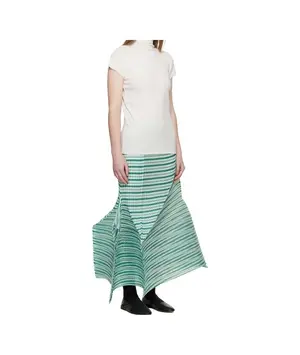 Issey Miyake Striped Midi Skirt