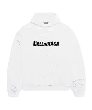 Balenciaga Destroyed Medium Heavy Grabbed Velvet Hoodie - No