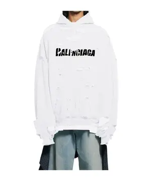 Balenciaga Destroyed Medium Heavy Grabbed Velvet Hoodie