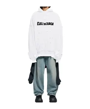 Balenciaga Destroyed Medium Heavy Grabbed Velvet Hoodie