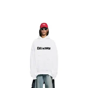 Balenciaga Destroyed Medium Heavy Grabbed Velvet Hoodie
