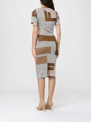 Fendi Peppered Falena Motif Square-neck Midi Dress