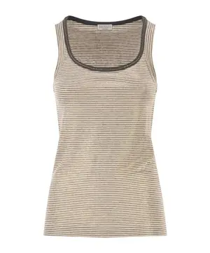 Brunello Cucinelli Striped Sleeveless Tank Top