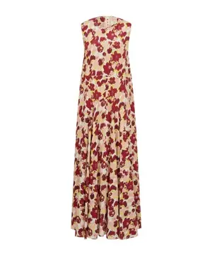 Marni Floral Pleated Sleeveless Maxi Dress