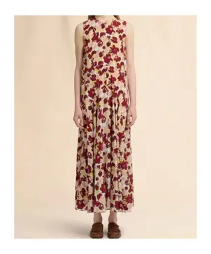 Marni Floral Pleated Sleeveless Maxi Dress