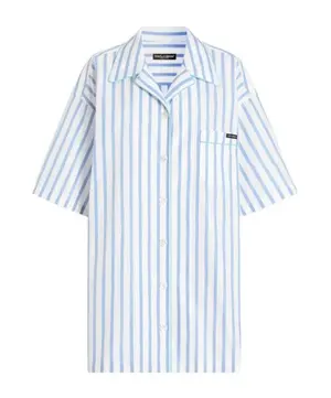 Dolce & Gabbana Striped Poplin Short-sleeve Shirt - Sky-blue