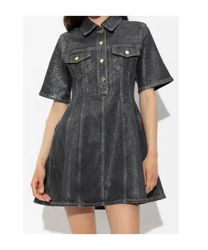 GANNI Flared Denim Mini Dress