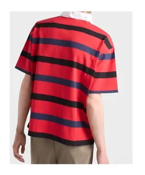 Prada Striped Short-sleeve Polo Shirt