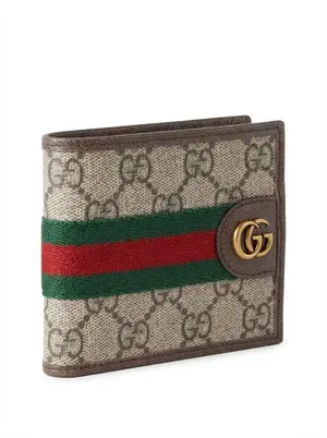 Gucci Ophidia Monogrammed Bi-fold Wallet - Beige And Dark Brown