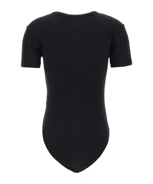 VIVIENNE WESTWOOD Short Sleeve Ribbed Bodysuit With Orb Embroidery - Black