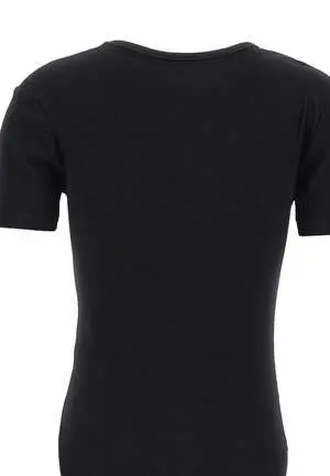 VIVIENNE WESTWOOD Short Sleeve Ribbed Bodysuit With Orb Embroidery - Black