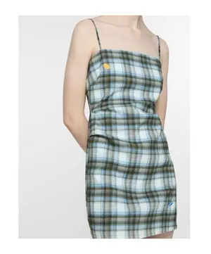 Acne Studios Plaid Spaghetti Strap Mini Dress - Multicolor
