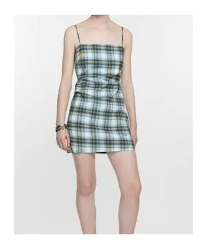 Acne Studios Plaid Spaghetti Strap Mini Dress - Multicolor