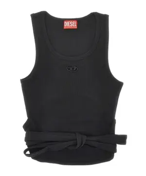 DIESEL® Ribbed Tank Top With Oval D Logo - Black