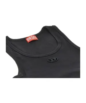 DIESEL® Ribbed Tank Top With Oval D Logo - Black