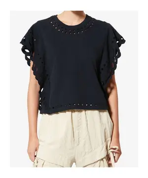 Isabel Marant Étoile Odyle T-shirt With Broderie Anglaise - Black