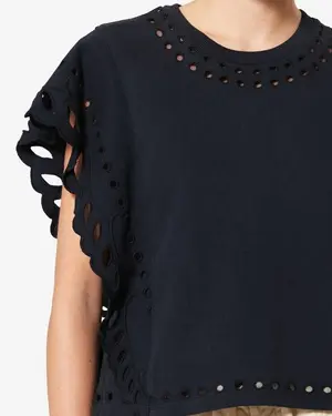 Isabel Marant Étoile Odyle T-shirt With Broderie Anglaise - Black