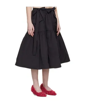 Cecilie Bahnsen Elastic Waist Midi Skirt - Black