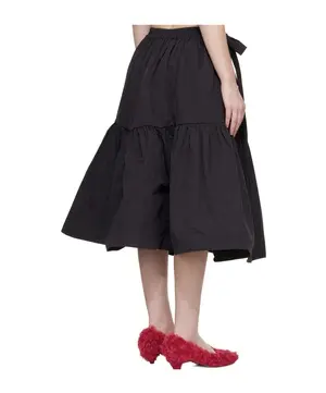 Cecilie Bahnsen Elastic Waist Midi Skirt - Black