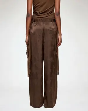 GANNI Satin Floral Wide-leg Trousers