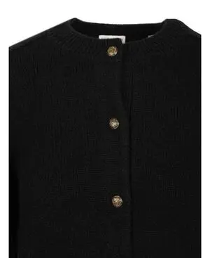 Burberry Crewneck Knit Cardigan With Equestrian Knight Design - Black