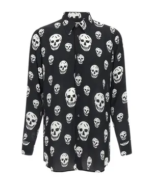 Alexander McQueen Skull Printed Long-sleeved Shirt - White/black
