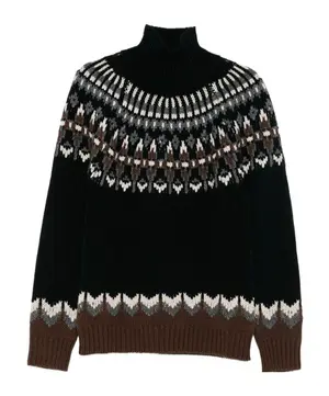 DONDUP Fair Isle Turtleneck Sweater