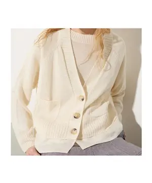 MAXCO. Max&co. Linen Blend Knit Cardigan With V-neck And Patch Pockets