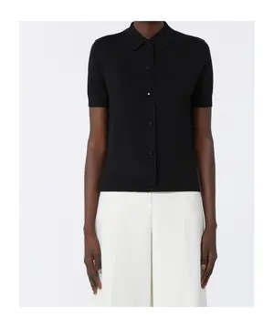 Max Mara Romania Short Sleeve Button-up Cardigan - Black