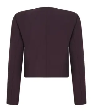 Chloé Collarless Cropped Wool Crepe Jacket - Dark Purple