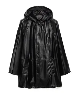 Prada Hooded Nappa Leather And Fabric Caban Jacket