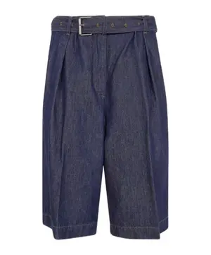 Dries Van Noten Denim Belted Pleated Shorts - Black