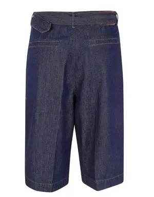 Dries Van Noten Denim Belted Pleated Shorts - Black