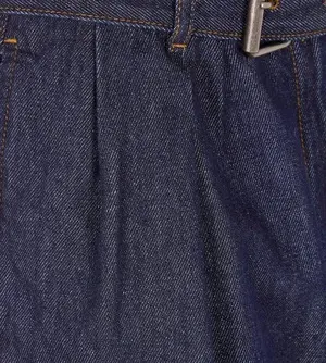 Dries Van Noten Denim Belted Pleated Shorts - Black