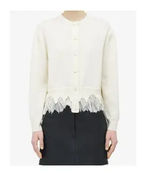 Alexander McQueen Cobweb Lace Shrunken Cardigan - Ivory