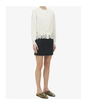 Alexander McQueen Cobweb Lace Shrunken Cardigan - Ivory
