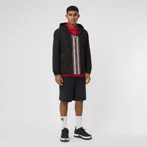 Burberry Logo Trim Hooded Jacket