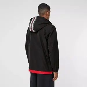 Burberry Logo Trim Hooded Jacket